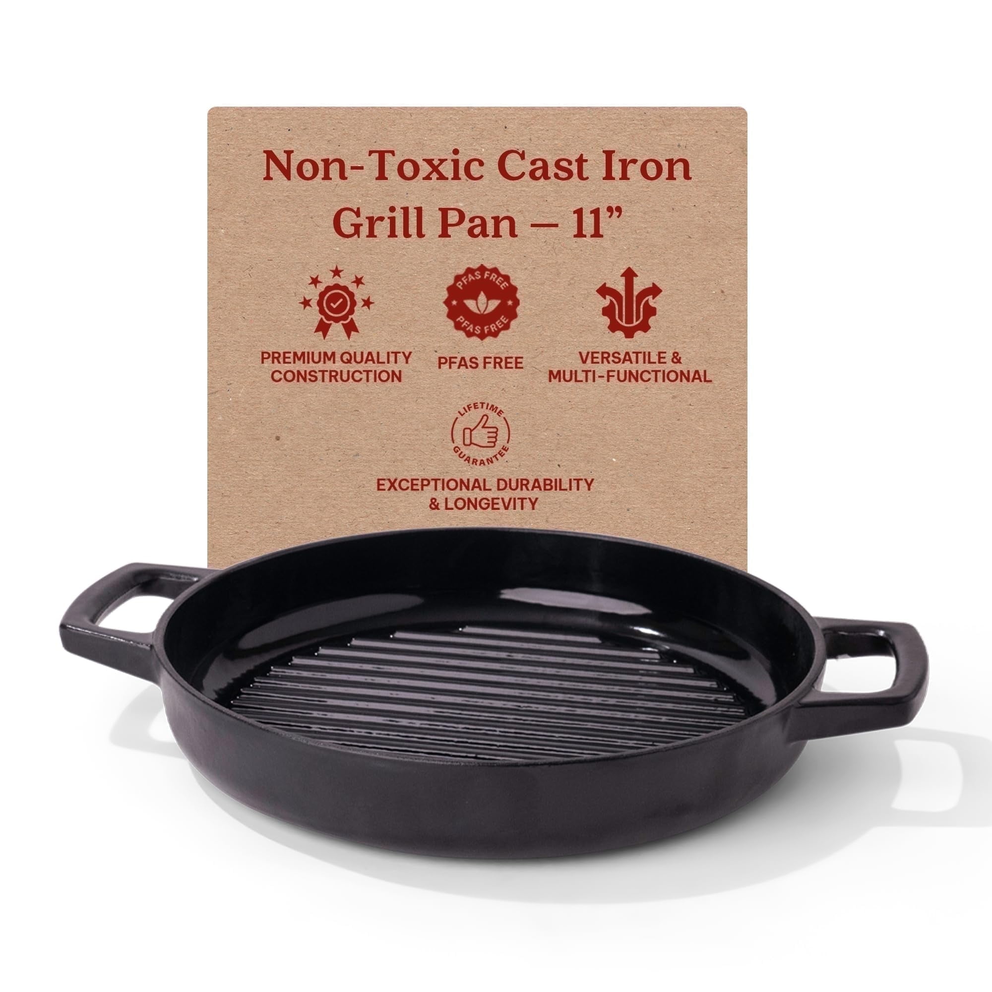 Alva Nori 11" Round Enameled Cast Iron Grill Pan Non - Walmart.com