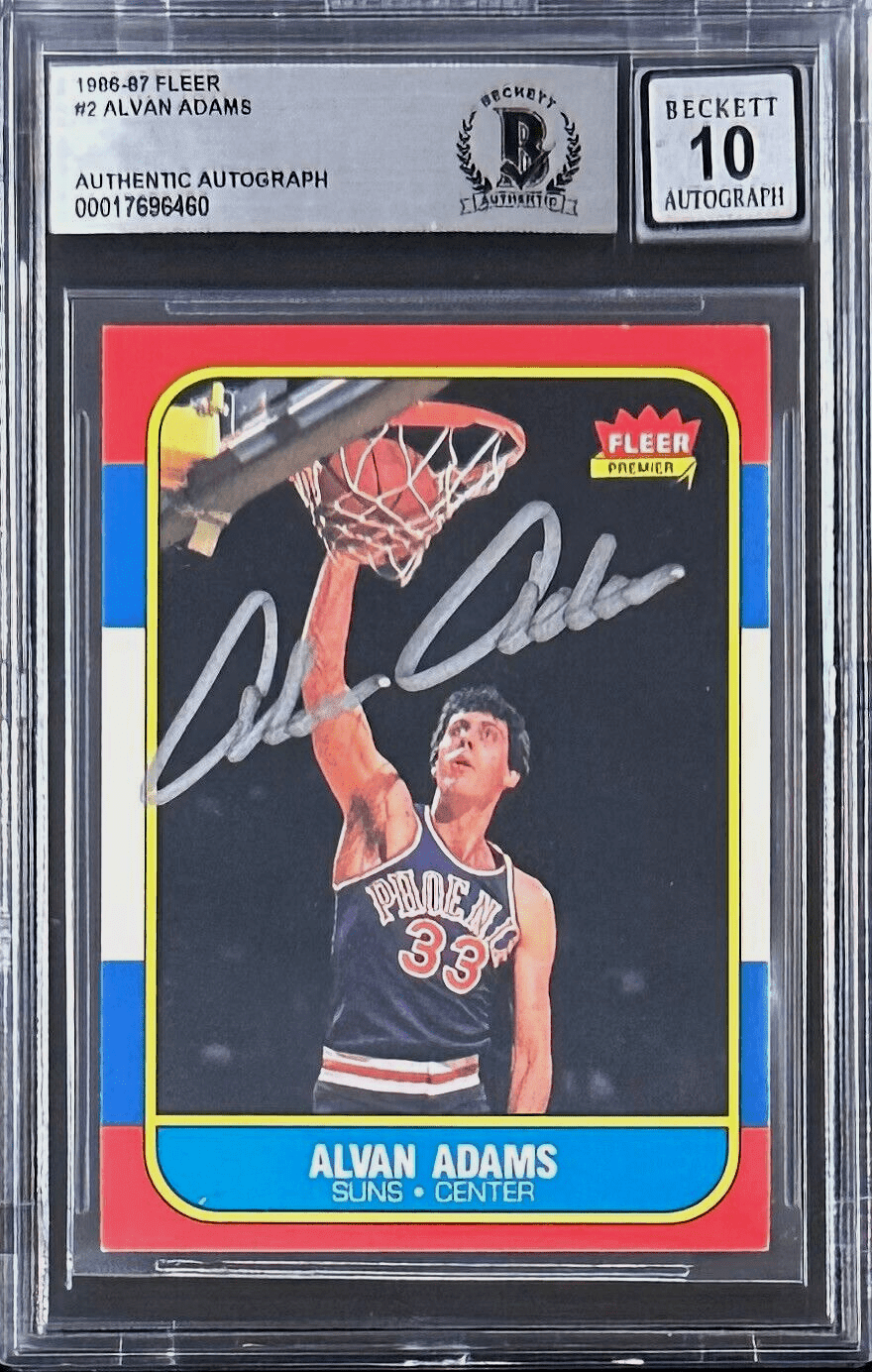 Alvan Adams Signed 1986-87 Fleer Card #2 Beckett Phoenix Suns Auto 10 ...