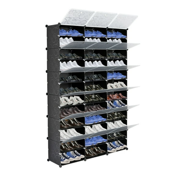 12-Tier Portable 72 Pair Shoe Rack Organizer, 36 Grids Tower Shelf ...