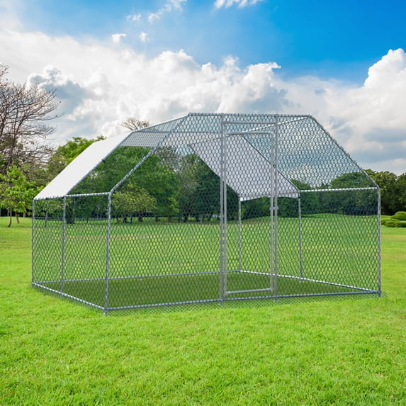 Alvantor 13ft x 10ft Walk-In Metal Chicken Coop Run with Galvanized ...