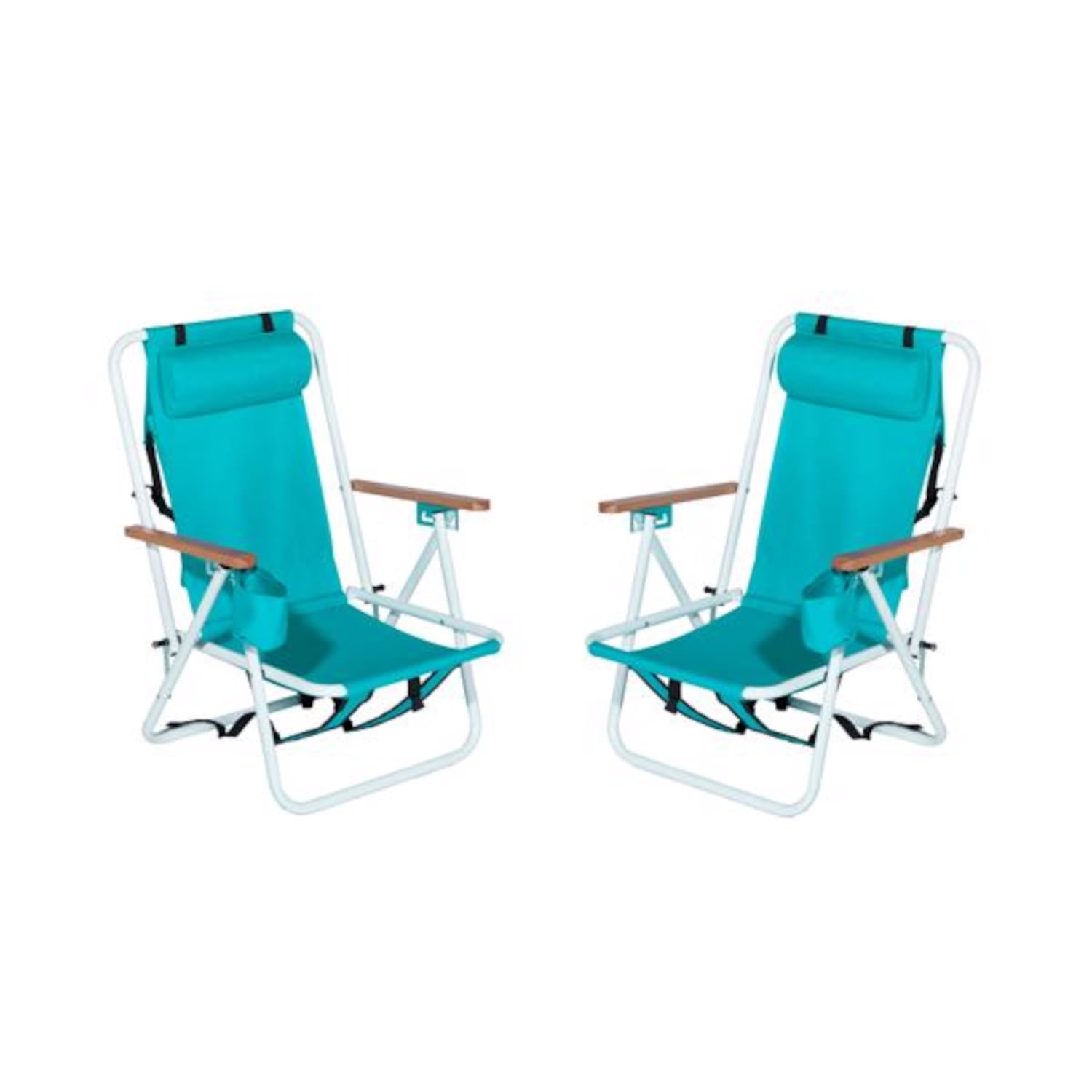 Alvantor 2 Pack Folding Beach Chair with 4 Position Recline Headrest ...