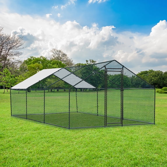 Alvantor 20ft x 10ft Walk-in Metal Chicken Coop Run with Waterproof PE ...