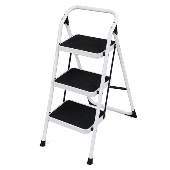 Alvantor 3 Step Folding Ladder with Short Handrail, 330 lb Capacity ...
