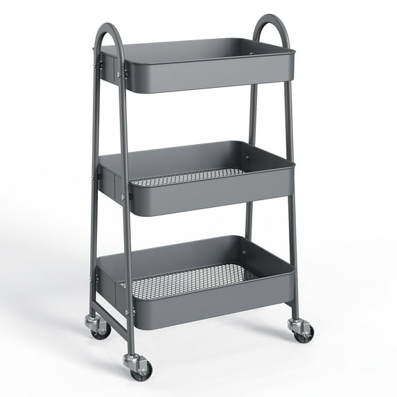 Alvantor 3 Tier Small Rolling Cart, Metal Utility Storage Organizer ...
