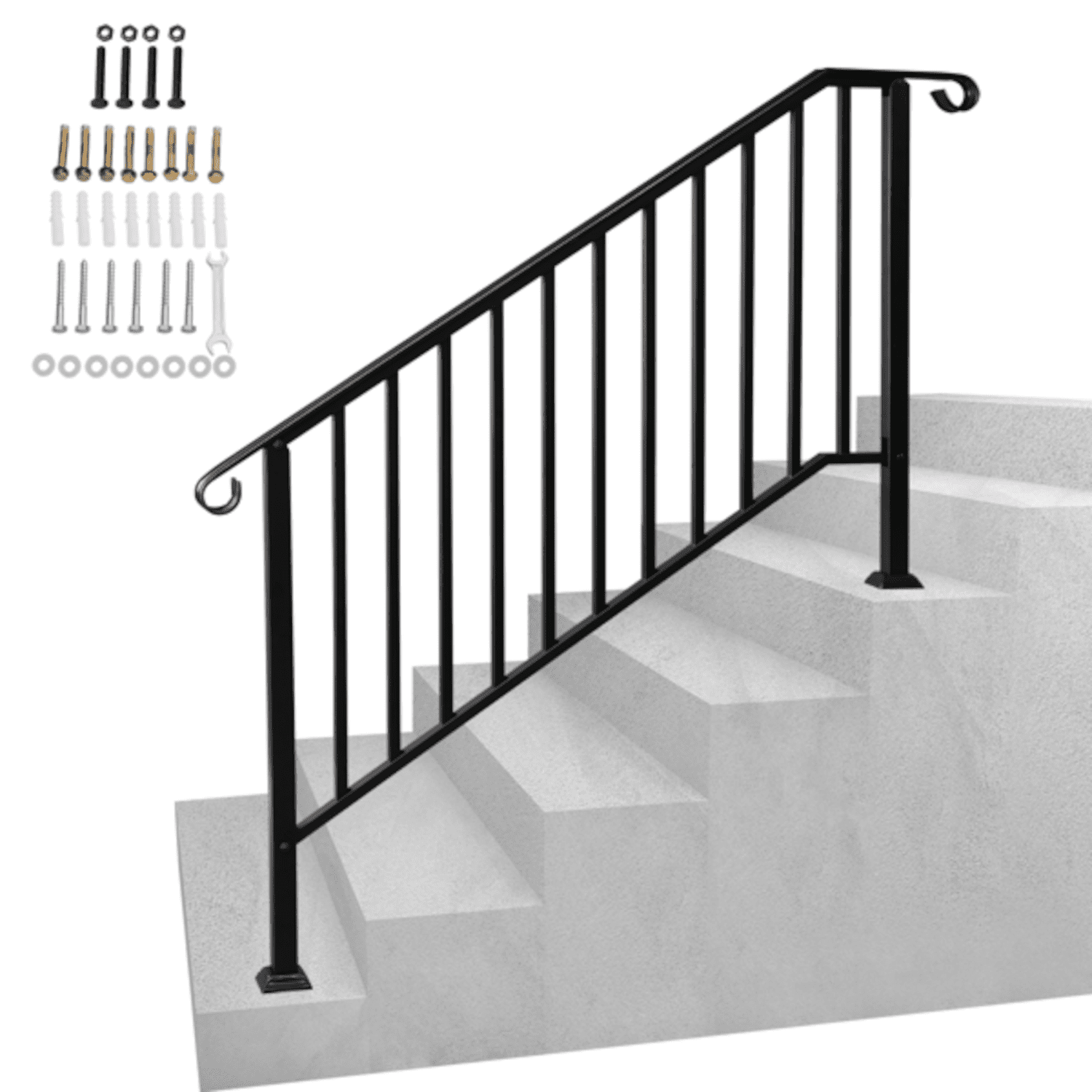 Alvantor 5 Step Handrails for Outdoor Steps,Iron Picket Design for Garden,House Entry Steps ...