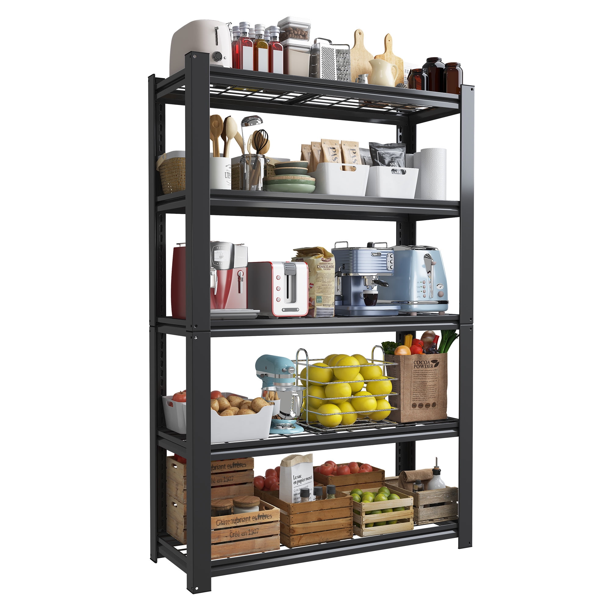 Alvantor 5-Tier Adjustable Metal Mesh Storage Rack 2000 Lbs Shelving ...