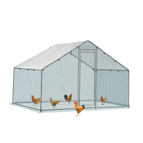 Alvantor 6.5ft x 10ft Walk-in Metal Chicken Coop Run with Waterproof PE ...