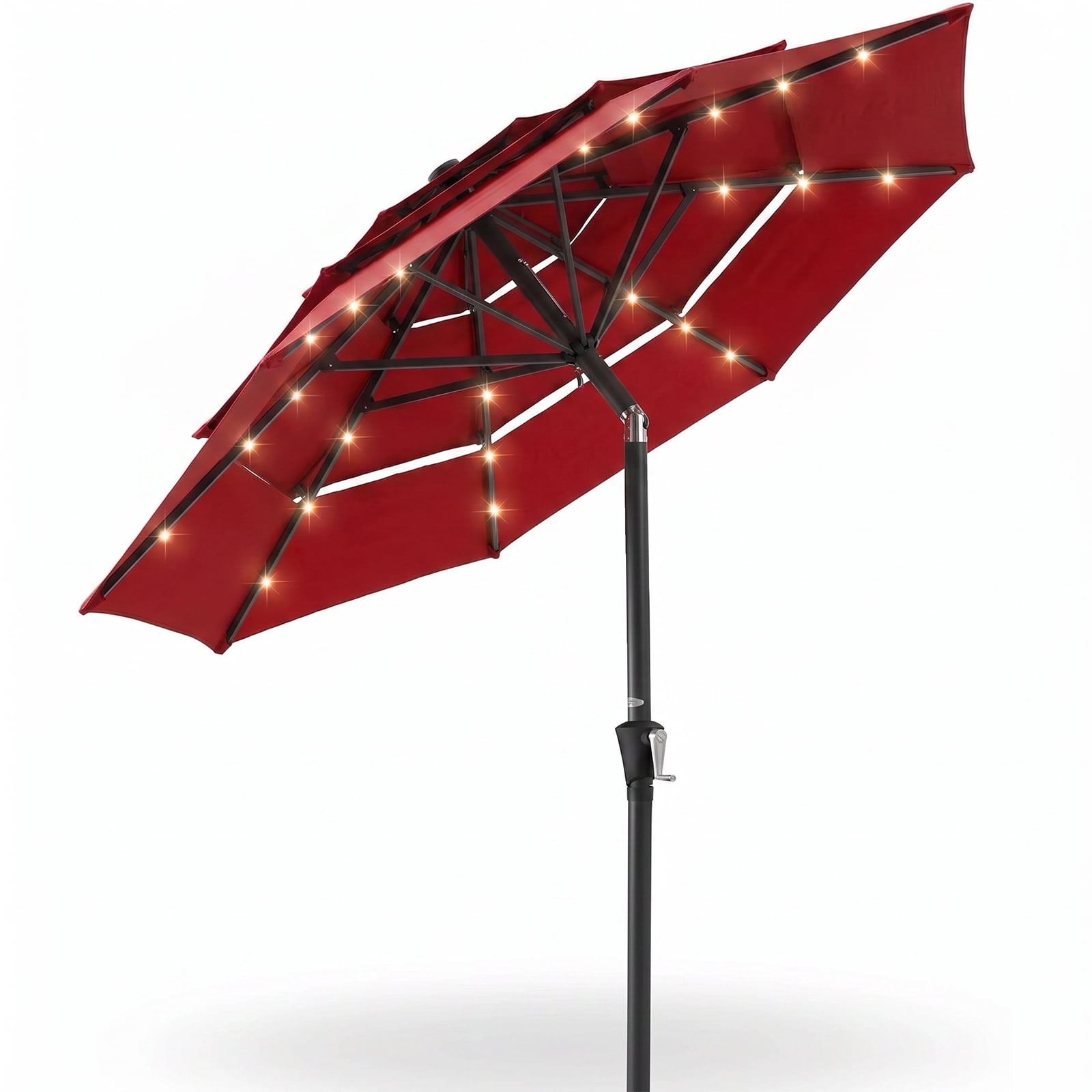 Alvantor 9ft 3‑Layer Solar Patio Umbrella Outdoor with 32 LED Lights ...