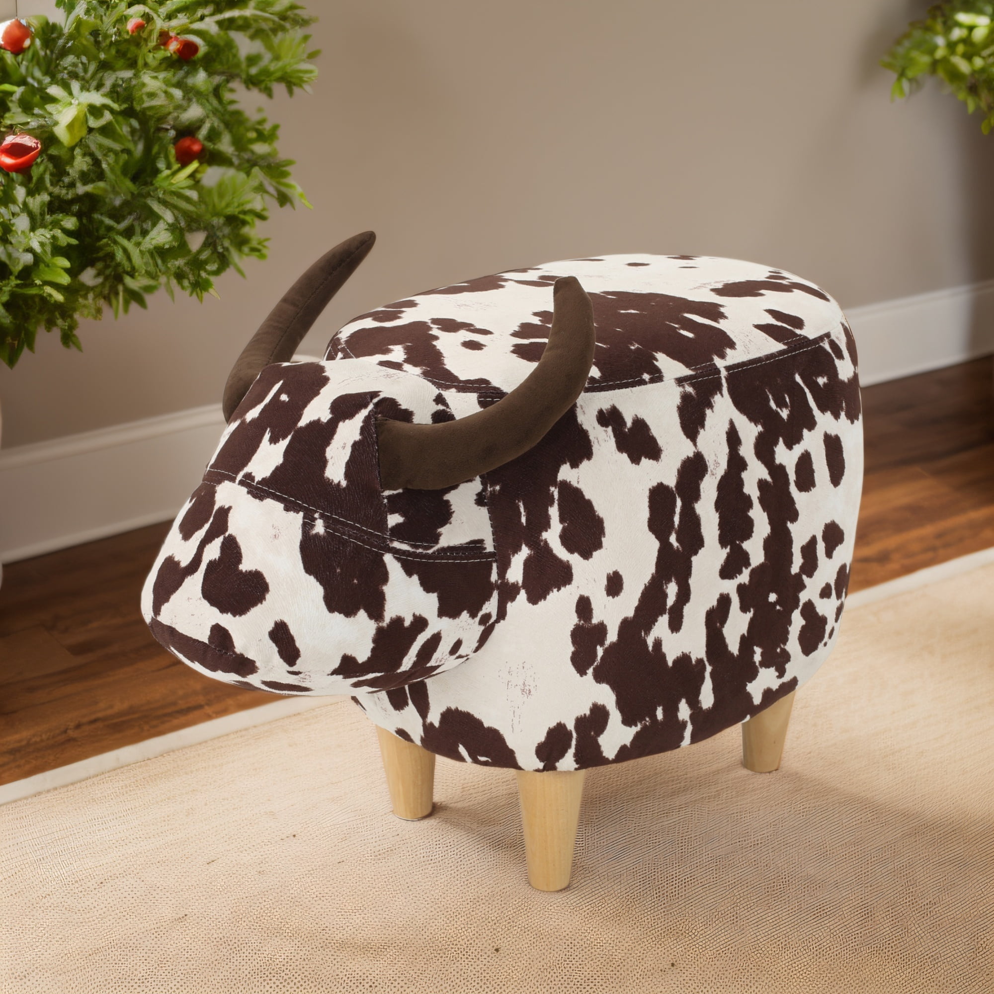 Alvantor Animal Ottoman Footrest Modern Velvet Cow-Shaped Ottoman for ...