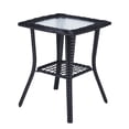 Alvantor Black Wicker Small Side Table 18 x 18x 22.6 in Outdoor Patio ...