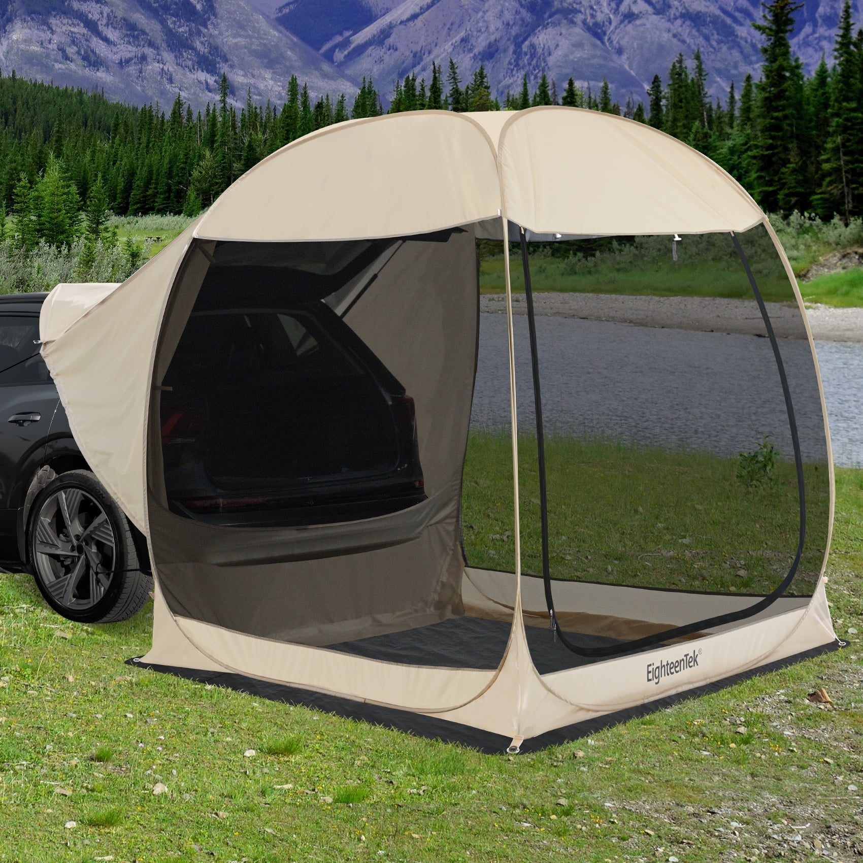 EighteenTek Camping SUV Car Tent, 7'x7' 4-5 Person, UV Protection ...