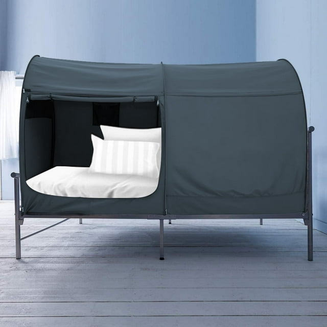 Alvantor Fabric Semi-Circle Bed Canopy, Twin, Charcoal Black - Walmart.com