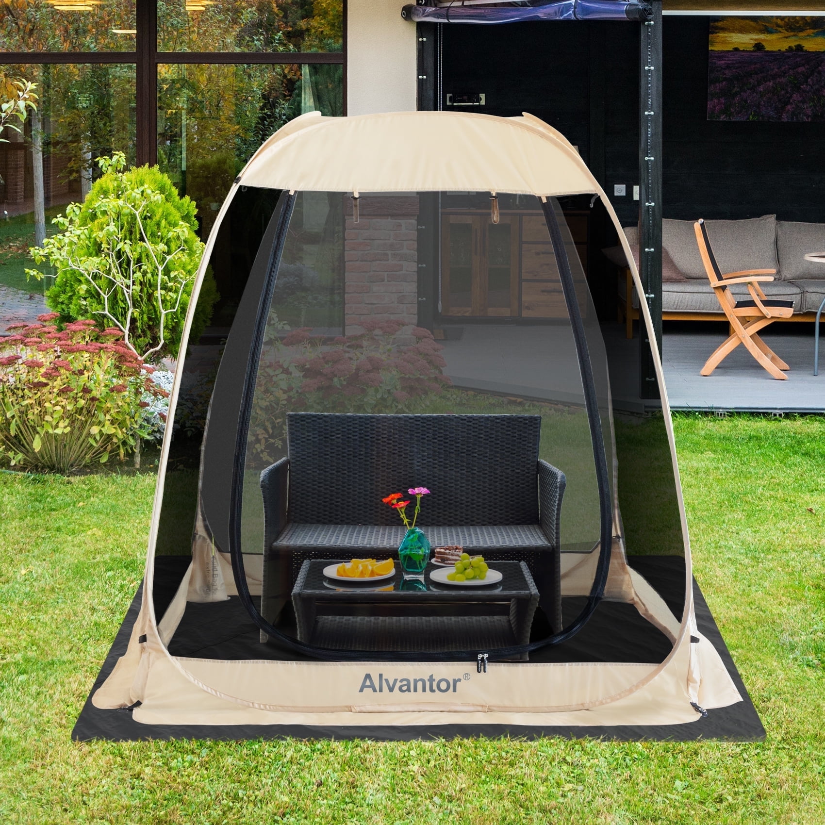 Alvantor Gazebo Tent Screen House with PE floor, 6'x 6' 4 Side Mesh ...