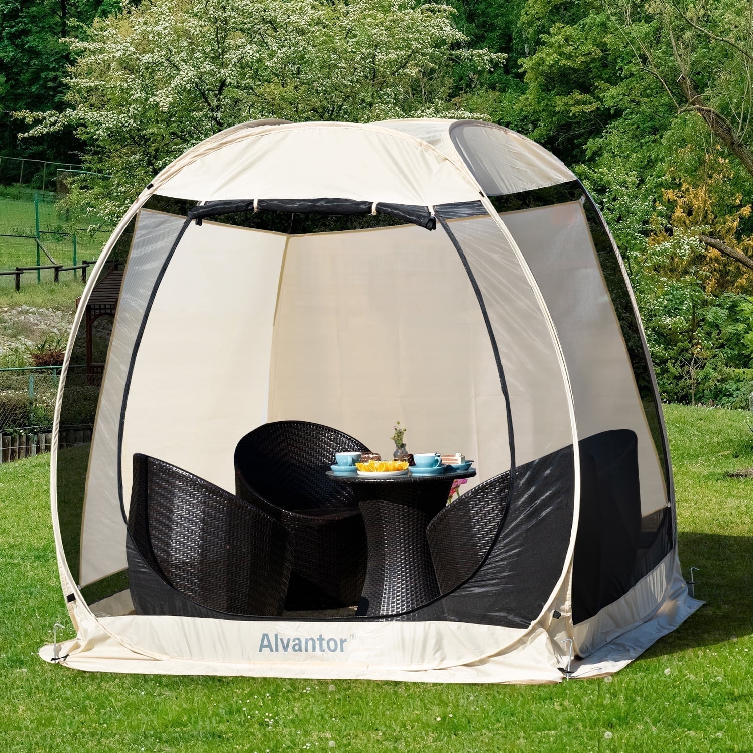 Alvantor Gazebo Tent Screen House with Sun Shade, 6'x 6' 4 Side Mesh ...