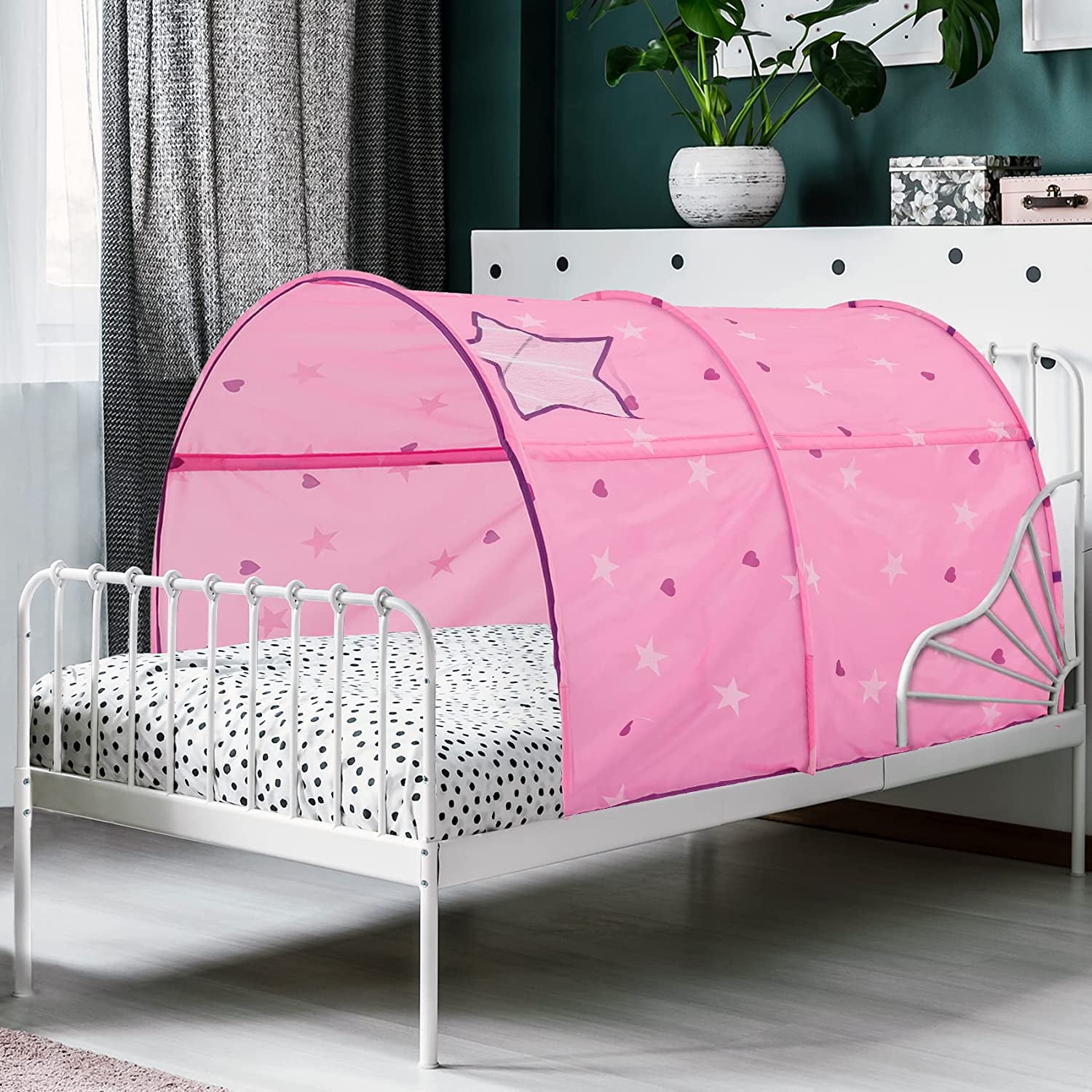 Alvantor Kids Bed Tent Canopy Privacy Dream Tent Sleeping Curtains Pink ...