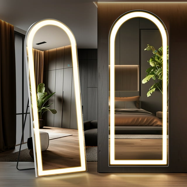 Alvantor LED Lighted Floor Standing Mirror with Stand, Wall Mounted ...