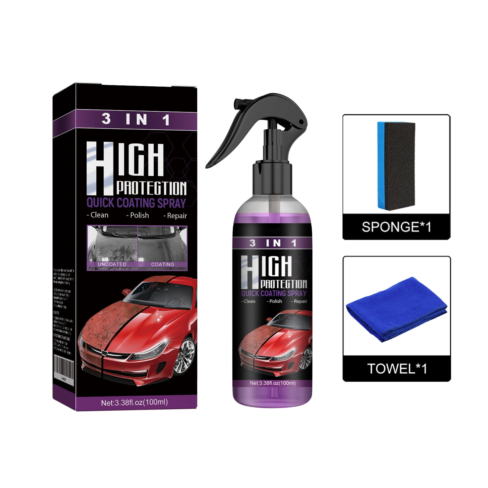 Alvantor Quick Effect 3-in-1 Car Coating Spray 3.38 fl. oz - Walmart.com