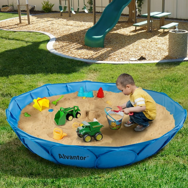 Alvantor Sandbox for Kids Outdoor Play, 63"x63" Foldable, Lightweight ...