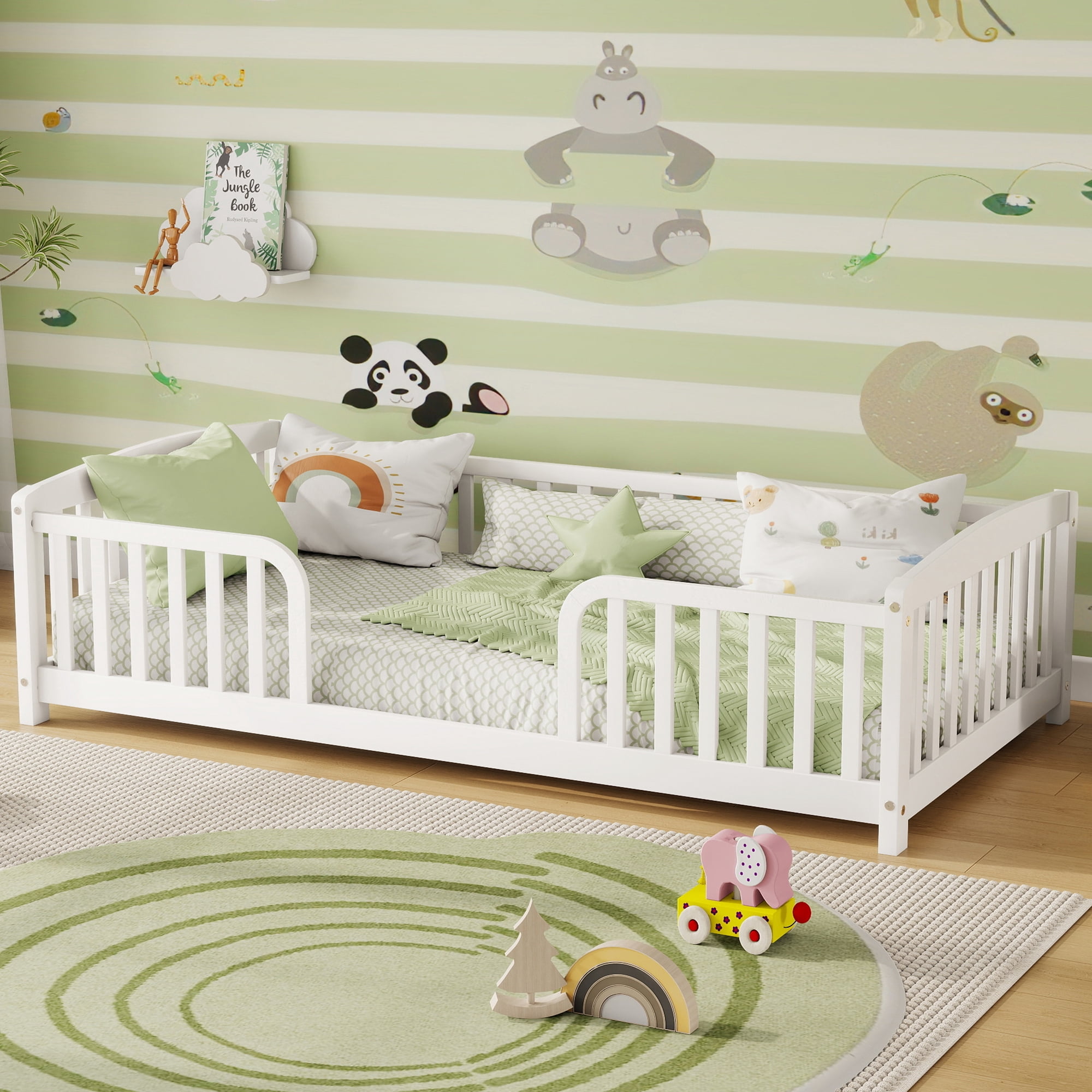Alvantor Twin Size Floor Bed with Entrance and Guardrails – Low ...