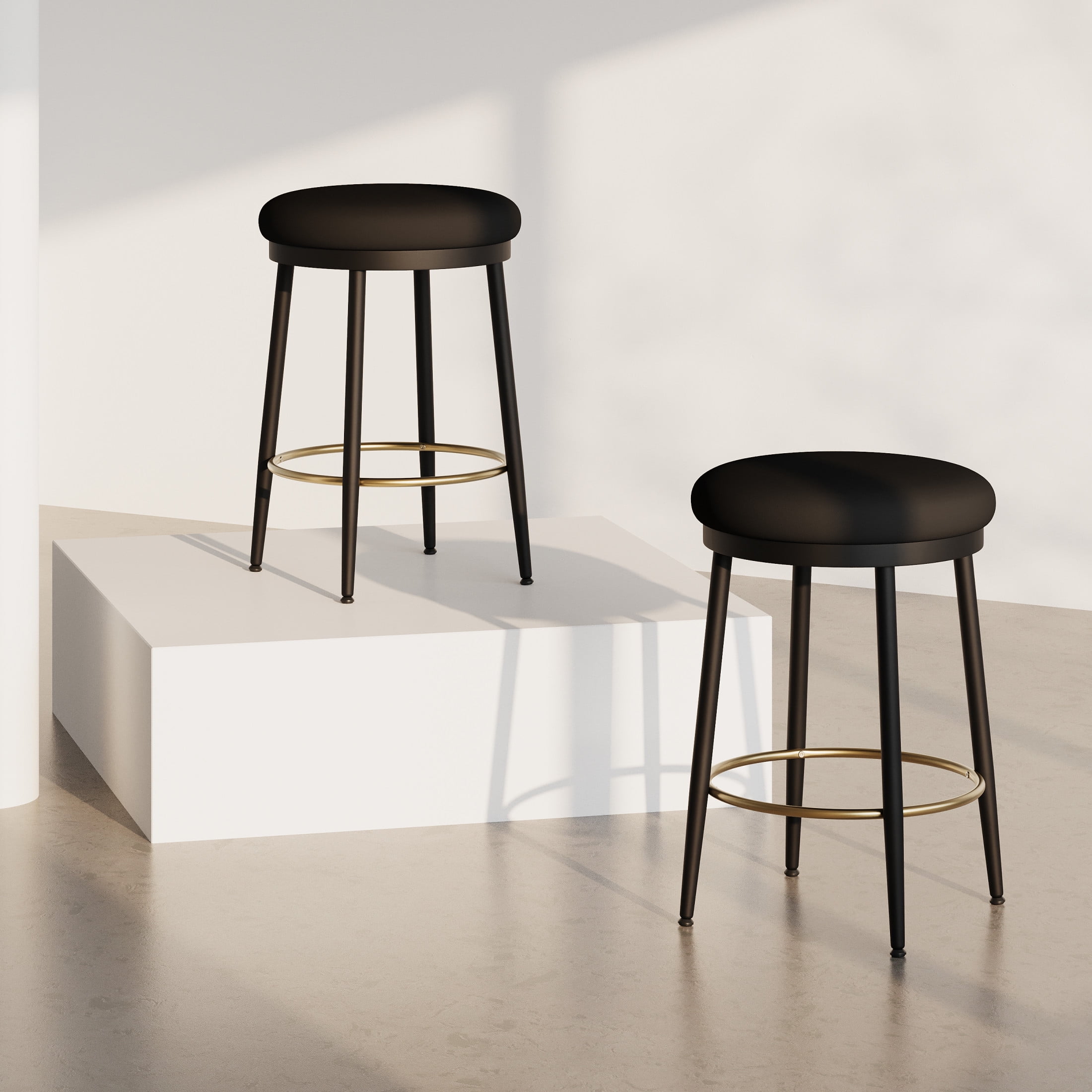 Alvara 24.75" Seat Height Upholstered Counter Stools with Footrest ...