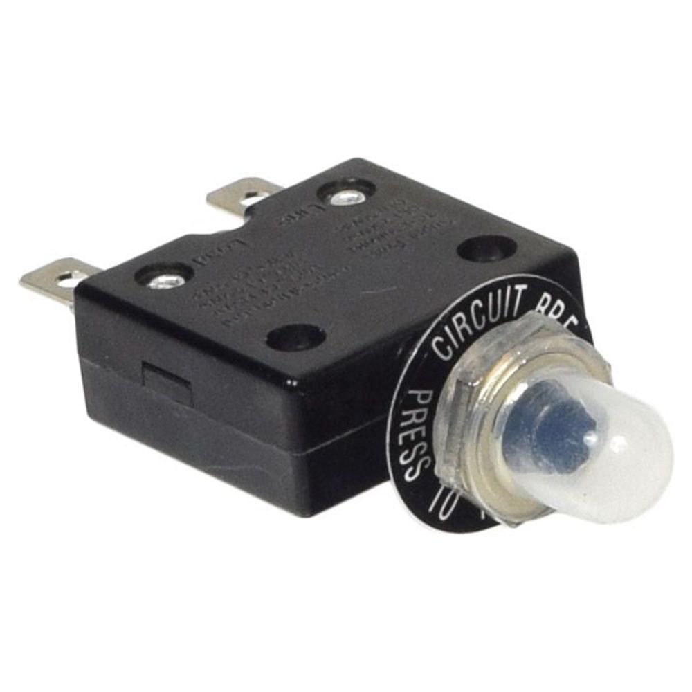 AlveyTech 125/250V AC/32V DC Push-Button Reset Circuit Breaker with 1/4 ...