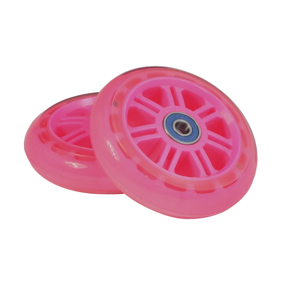 AlveyTech 4" Pink Wheels with 7 Spoke Light Pink Hub & Bearings, Razor ...