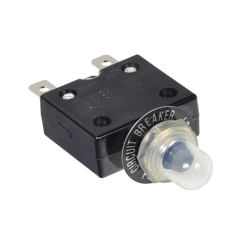 AlveyTech 50VDC 125/250VAC Push-Button Reset Circuit Breaker with Metal ...