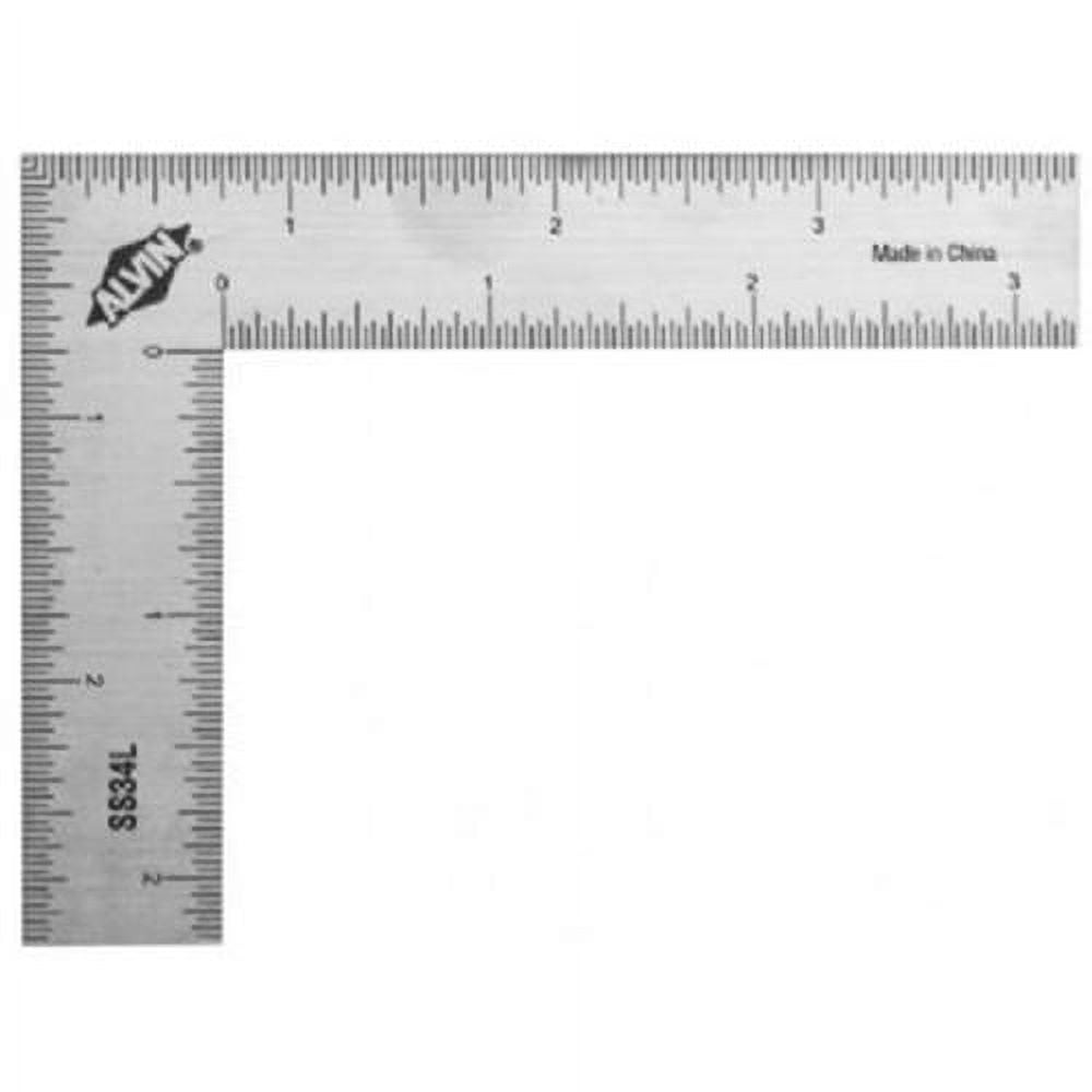 Alvin 3" x 4" L-Square Stainless Steel Ruler - Walmart.com