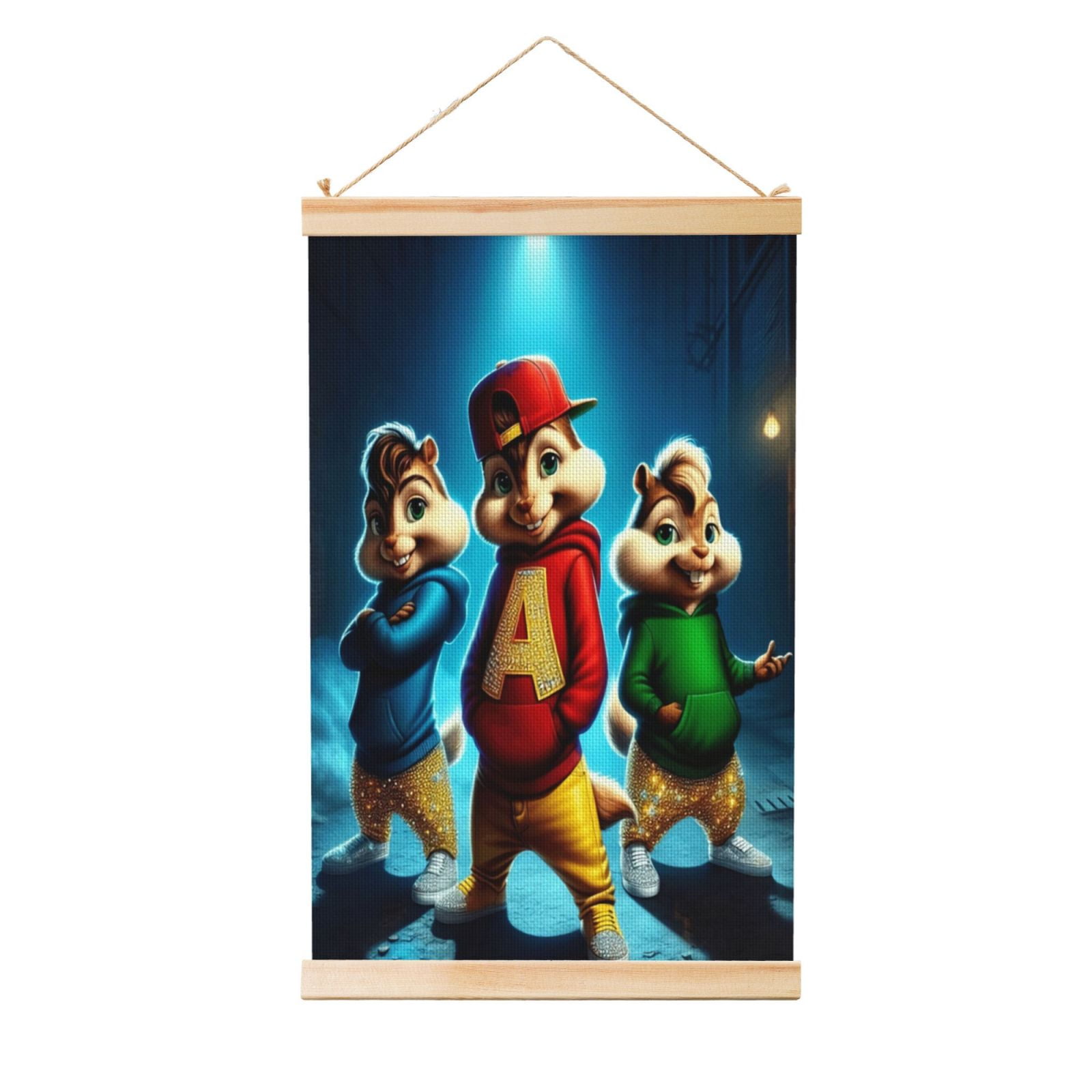 Alvin And The Chipmunk Poster Canvas Wooden Shaft Hanging Poster Home ...