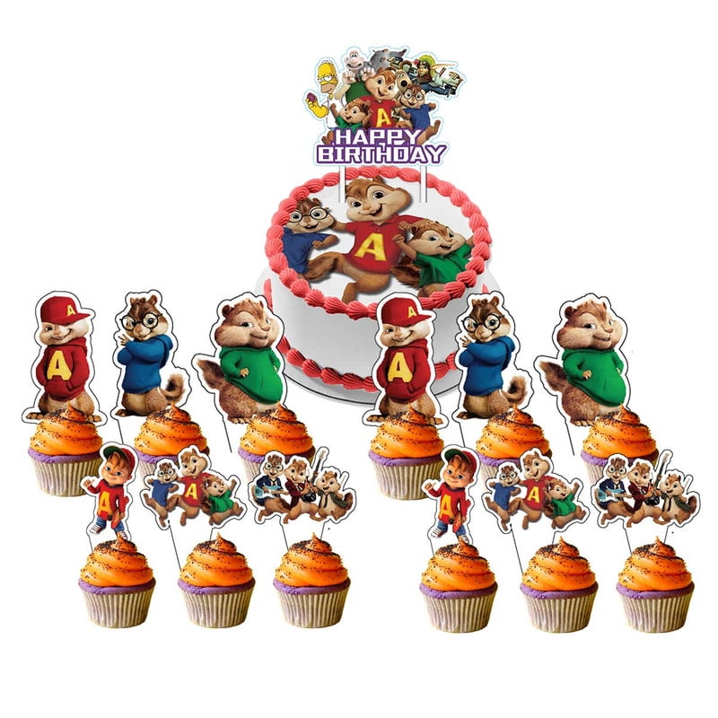 Alvin And The Chipmunks Cake Topper Cupcake Set Party Supplies ...