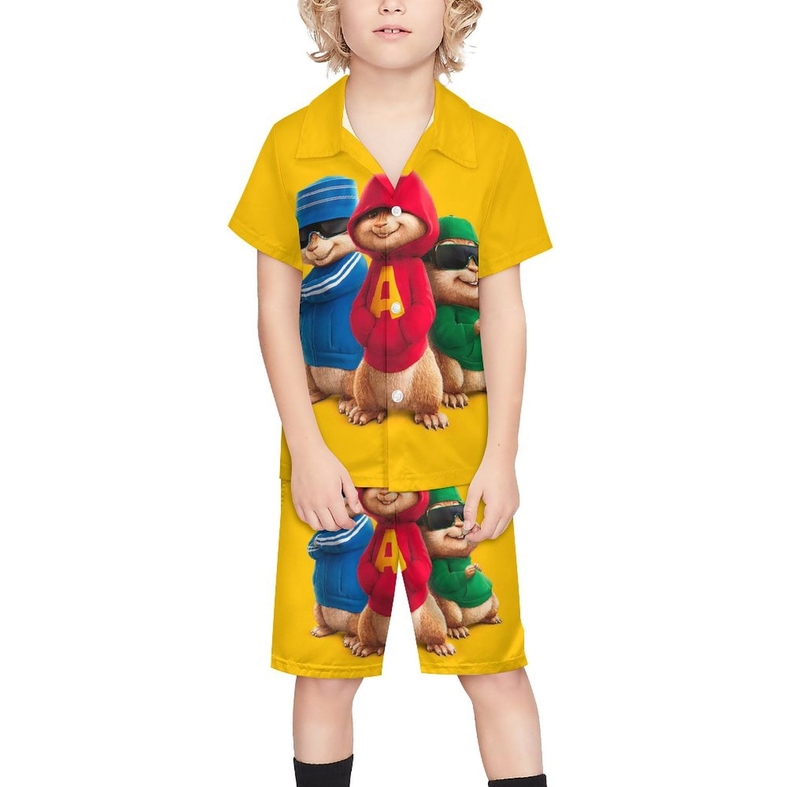 Alvin And The Chipmunks Children Outfit 2Pcs Set Summer Beach Button ...