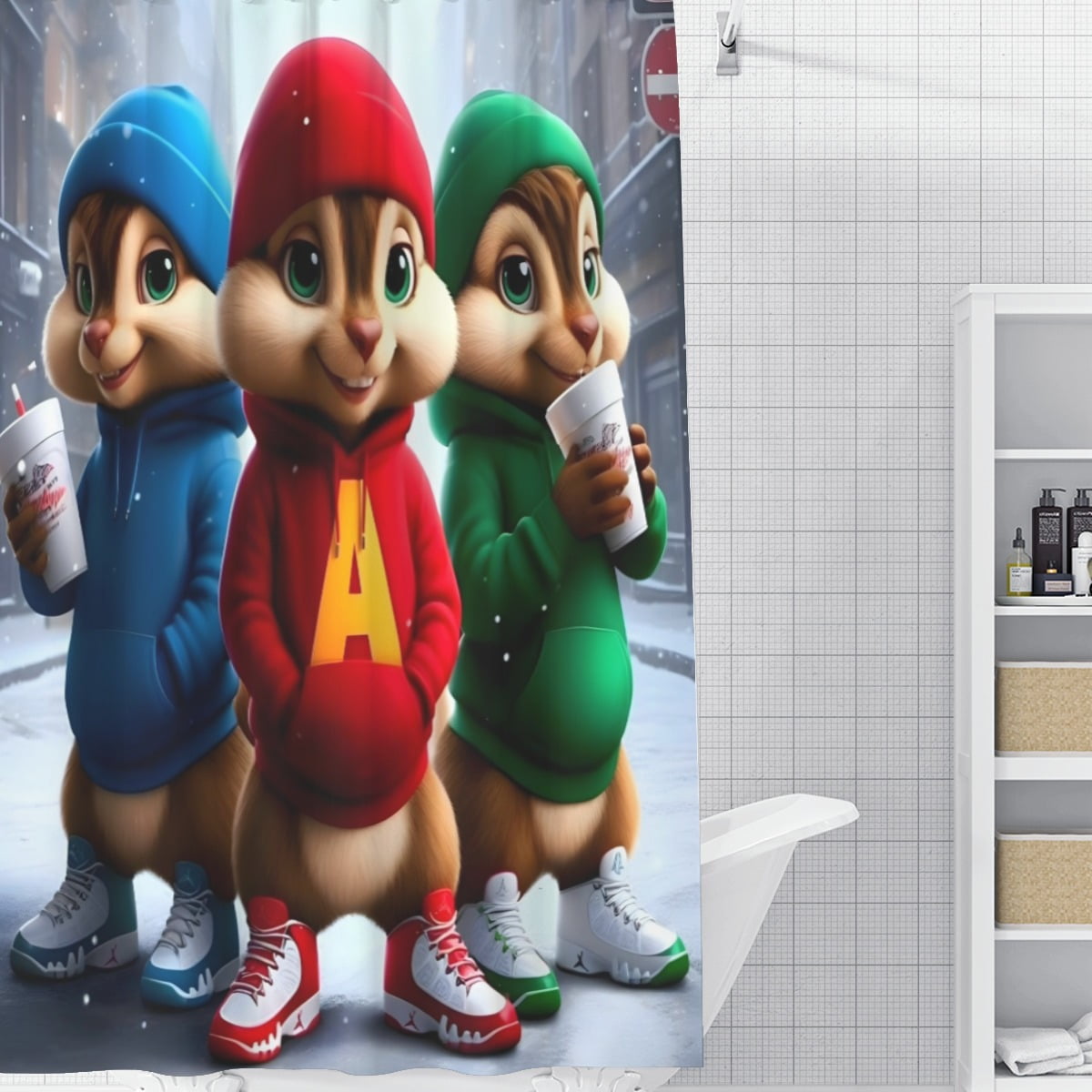 Alvin And The Chipmunks Shower Curtain 35*70.8 Inches Waterproof And ...