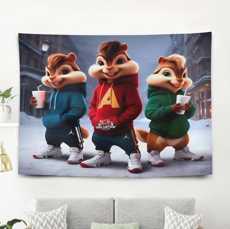 Alvin And The Chipmunks pattern wall hanging 50*60 inches high-quality ...