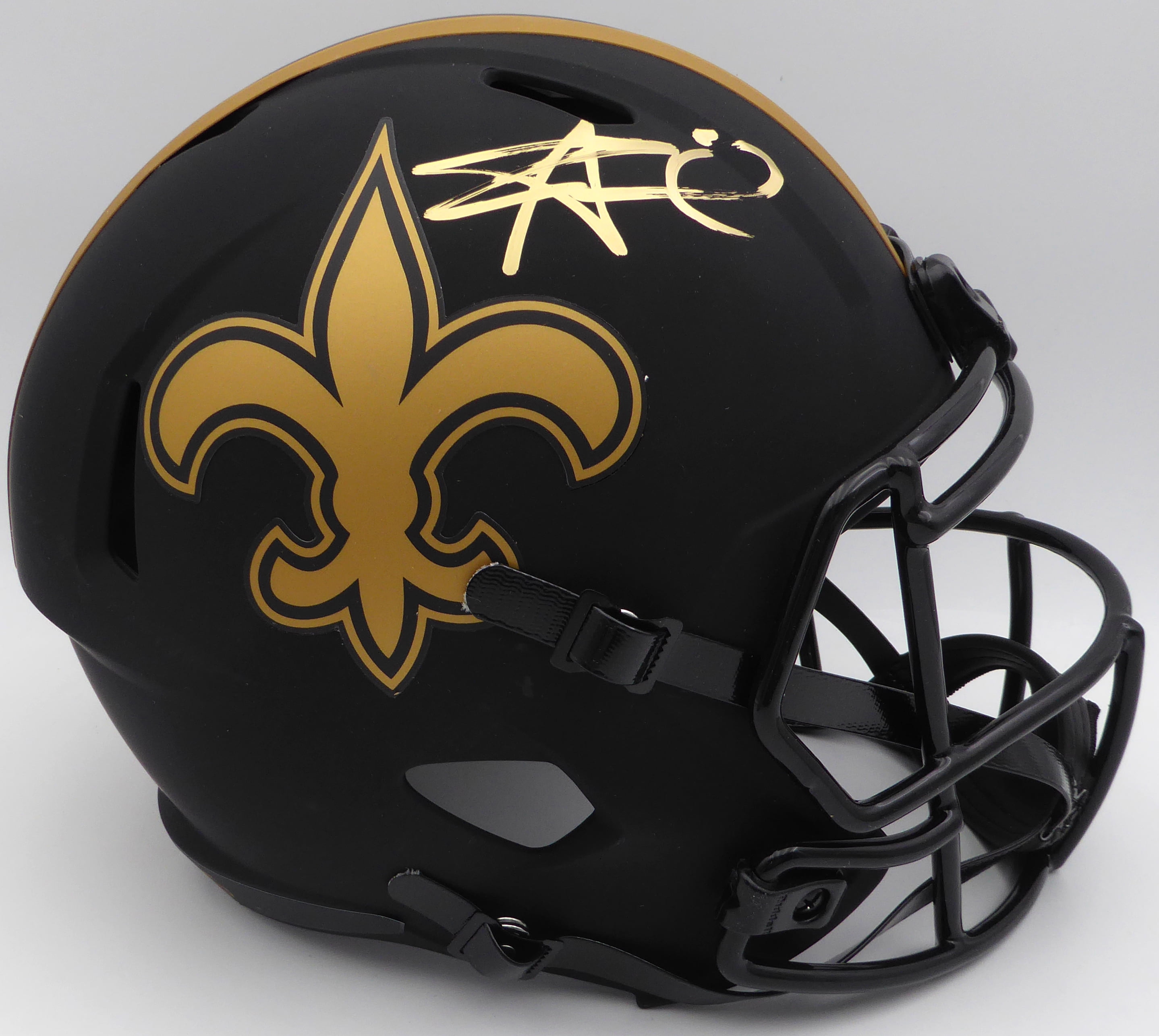 Alvin Kamara Autographed Eclipse Black Full Size Replica Helmet New ...