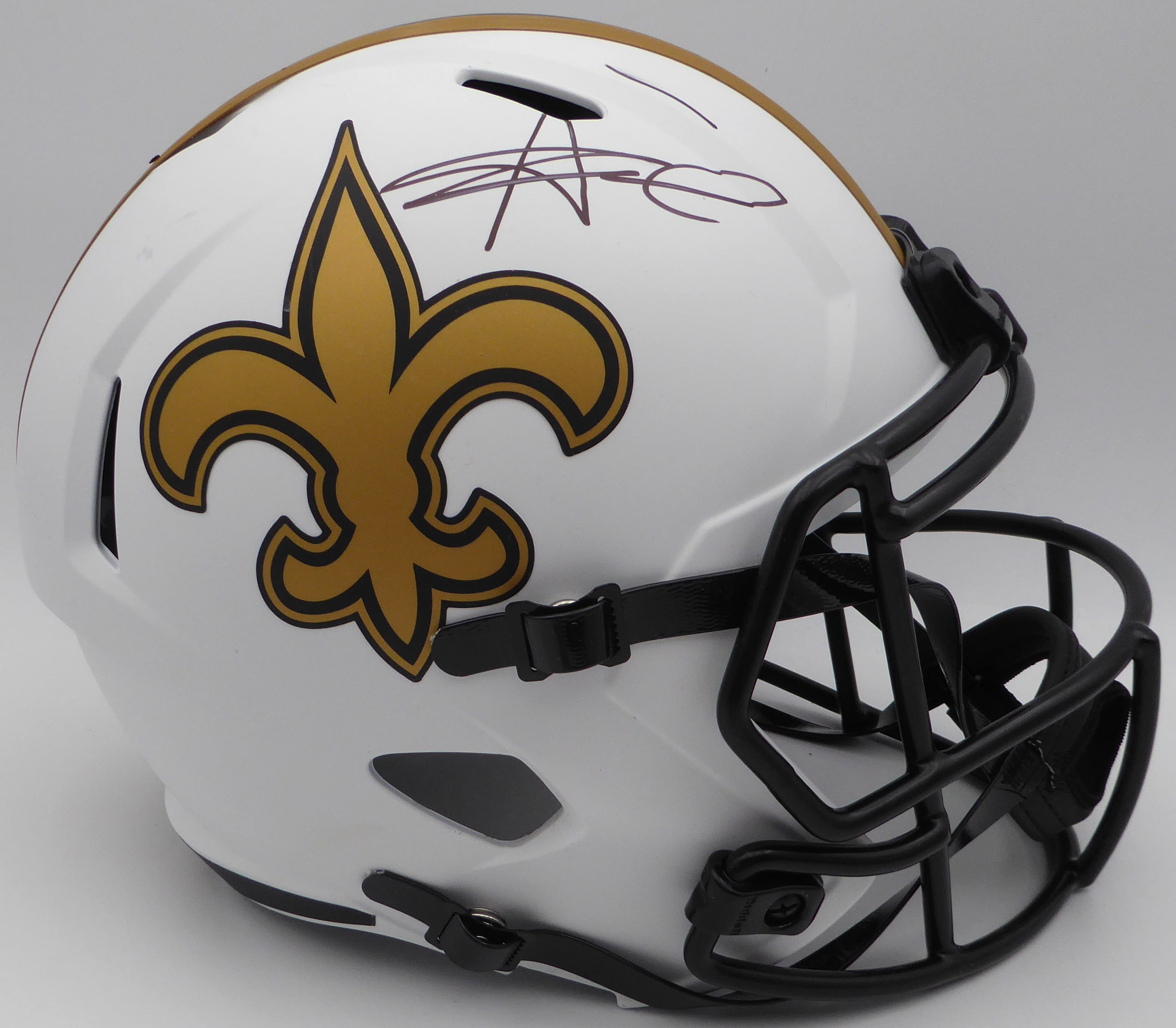Alvin Kamara Autographed Lunar Eclipse White Full Size Replica Helmet ...