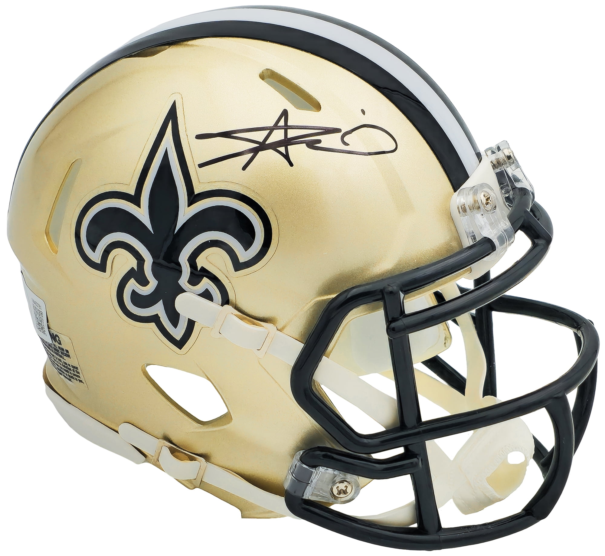 Alvin Kamara Autographed New Orleans Saints Gold Speed Mini Helmet ...