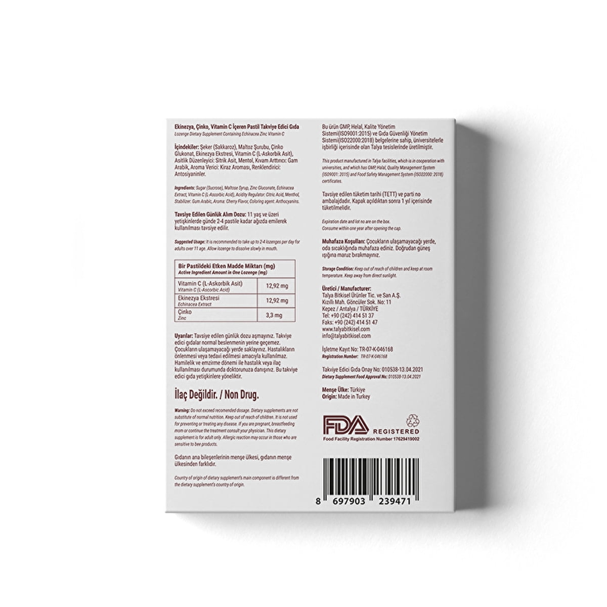 Alvin Lozenge Food Supplement Containing Echinacea, Zinc, Vitamin C 12 ...