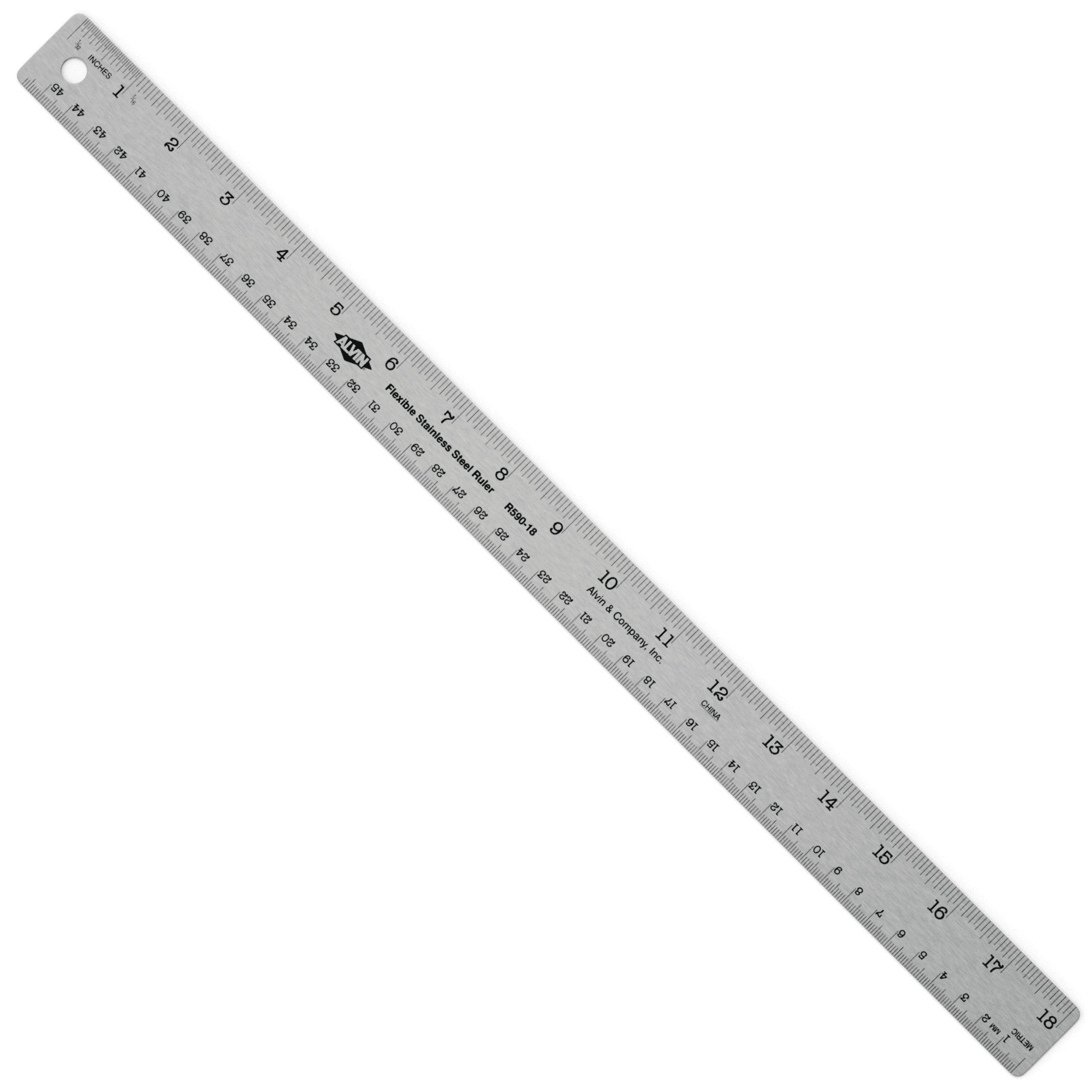 Alvin Non-Skid Stainless Steel Flex Ruler - 18" - Walmart.com