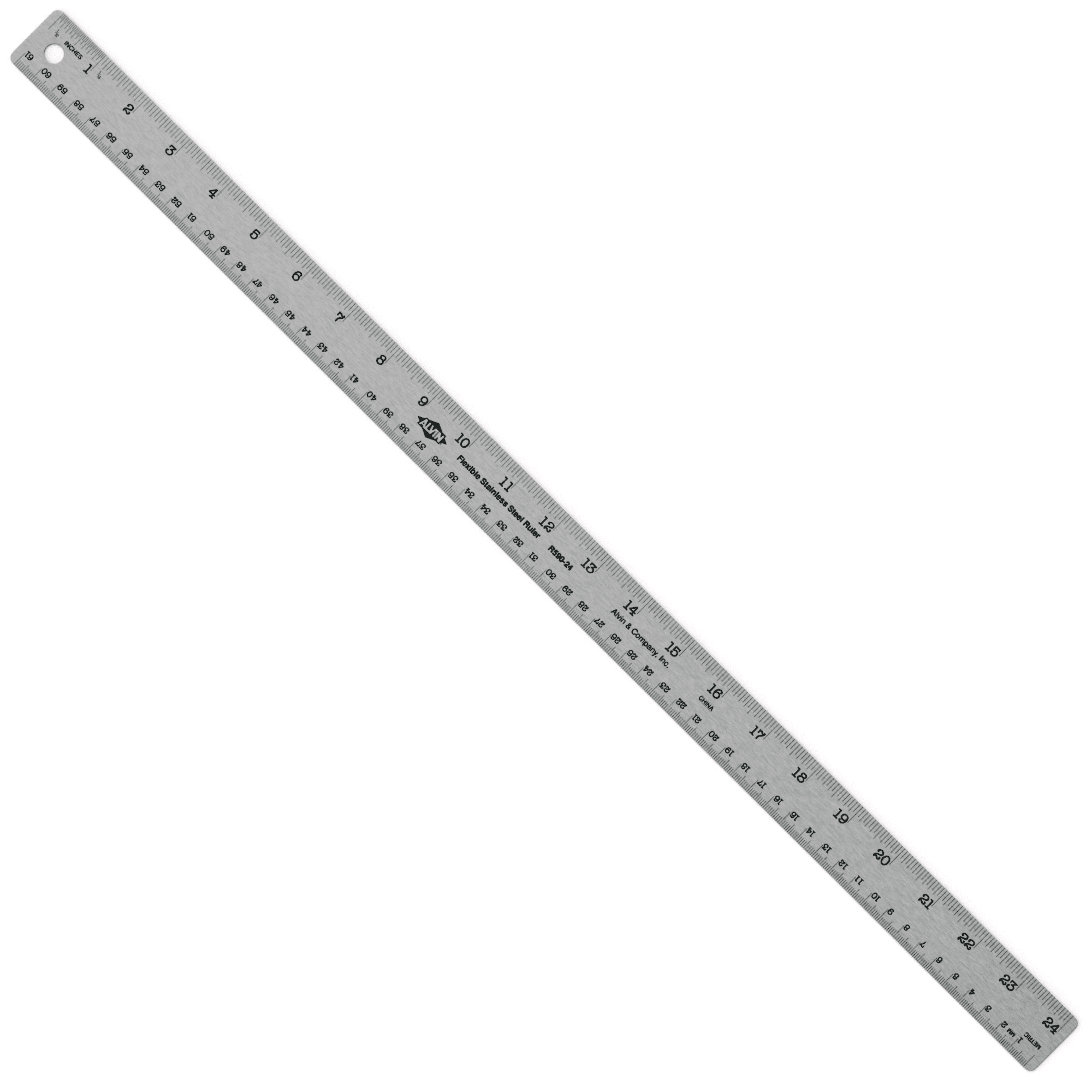 Alvin Non-Skid Stainless Steel Flex Ruler - 24" - Walmart.com