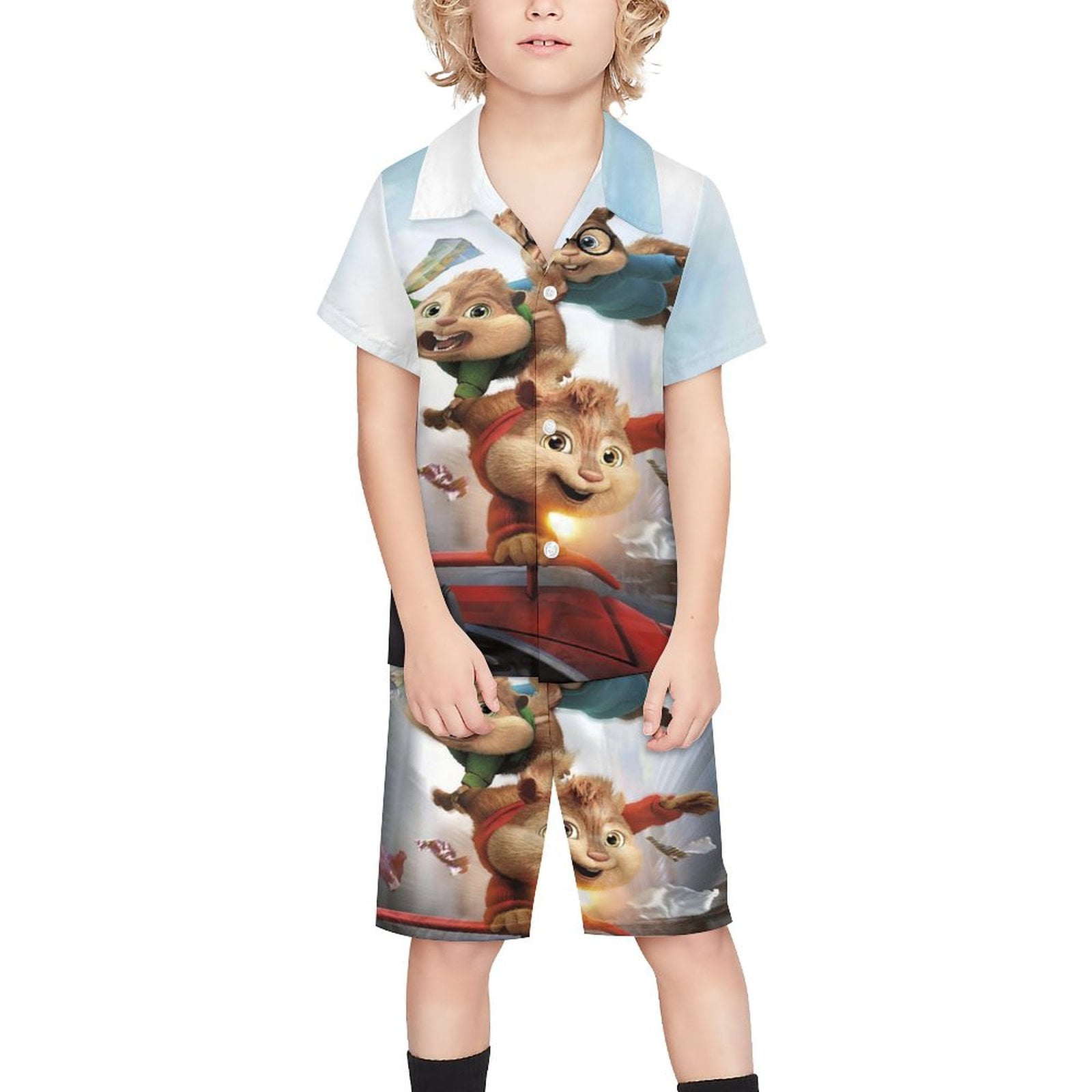 Alvin The Chipmunks Children Outfit 2Pcs Set Summer Beach Button-Down ...