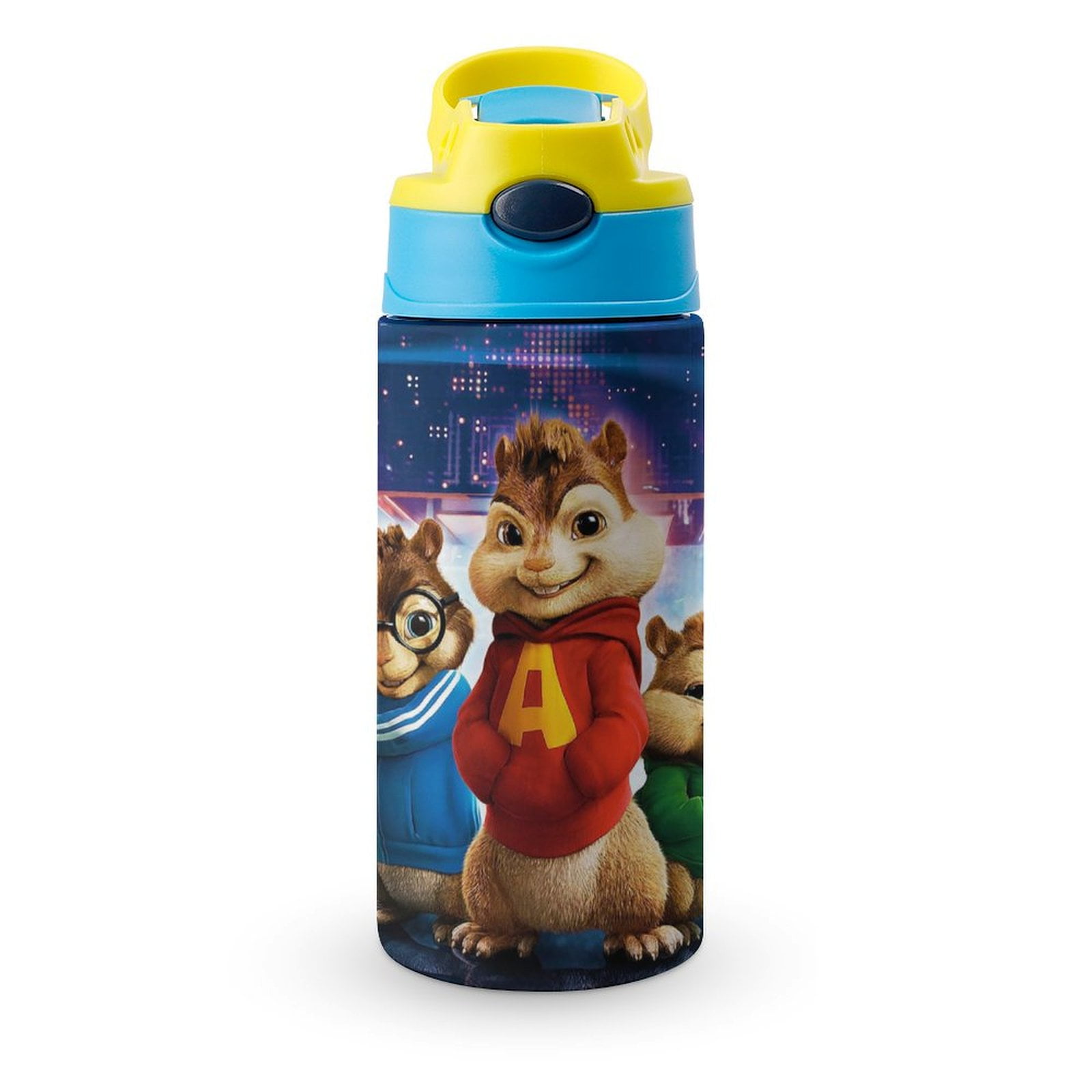 Alvin The Chipmunks Water Bottle with Straw Vacuum Insulated Stainless ...