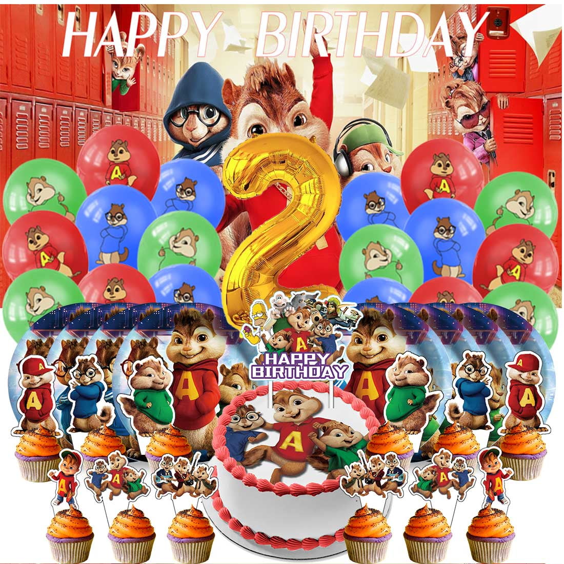 Alvin and The Chipmunks Balloons Party Supplies 2nd Decor Tableware ...