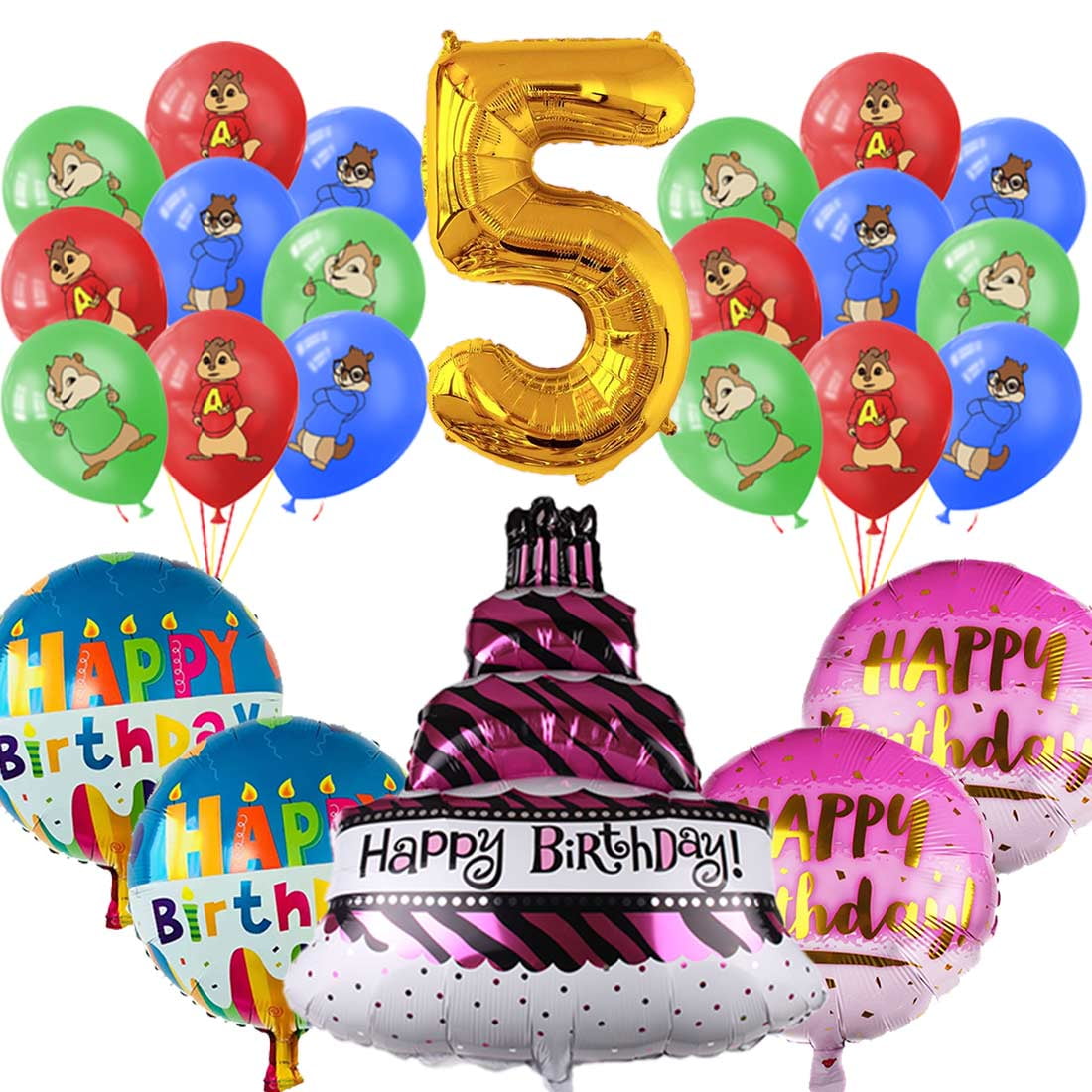 Alvin and The Chipmunks Balloons Party Supplies 5th Big Number ...