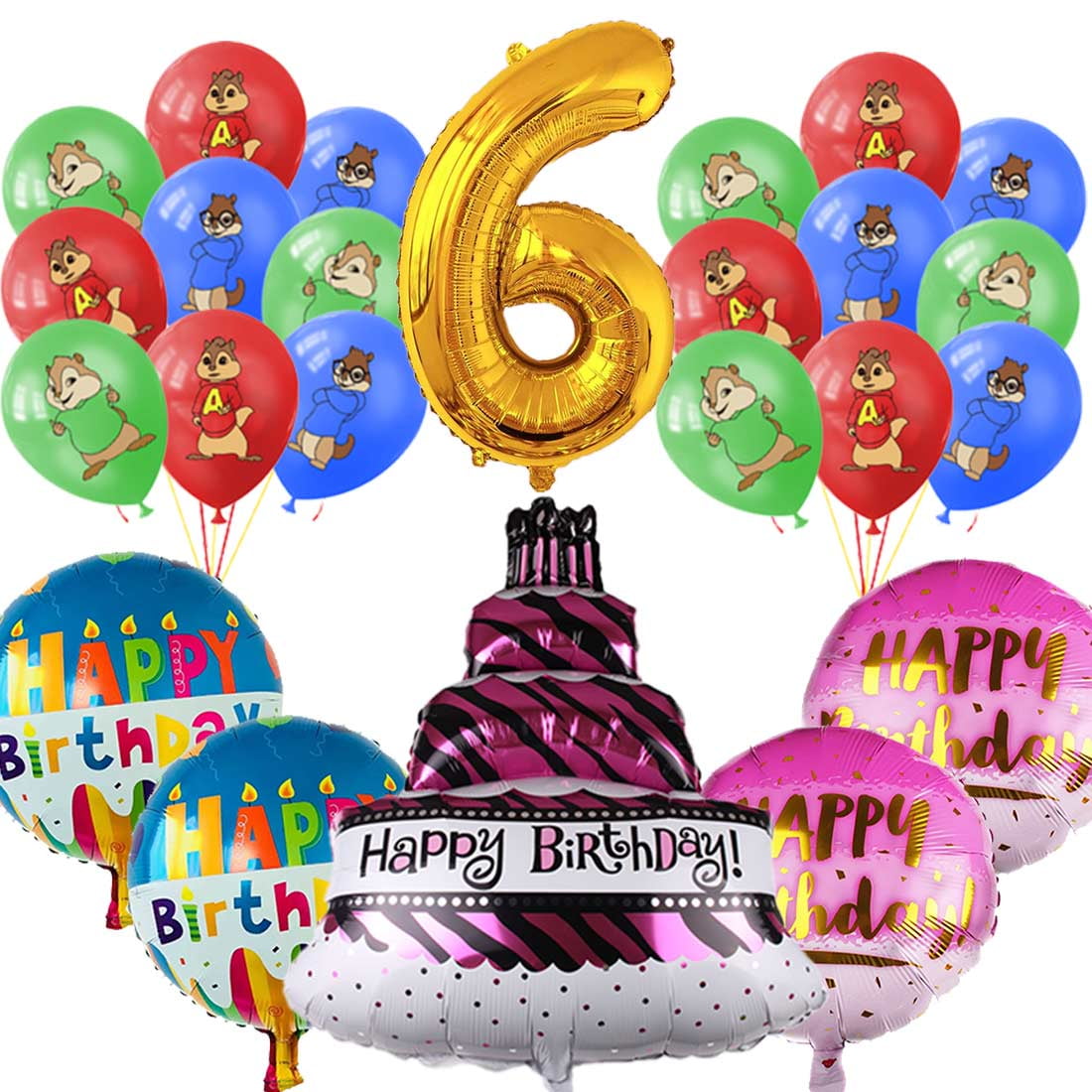 Alvin and The Chipmunks Balloons Party Supplies 6th Big Number ...