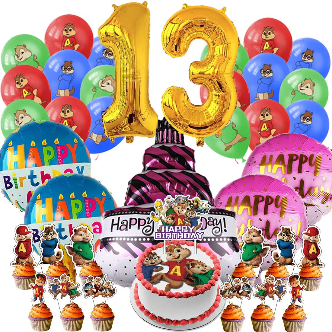 Alvin and The Chipmunks Party Supplies 13th Decor Kit Balloons Birthday ...