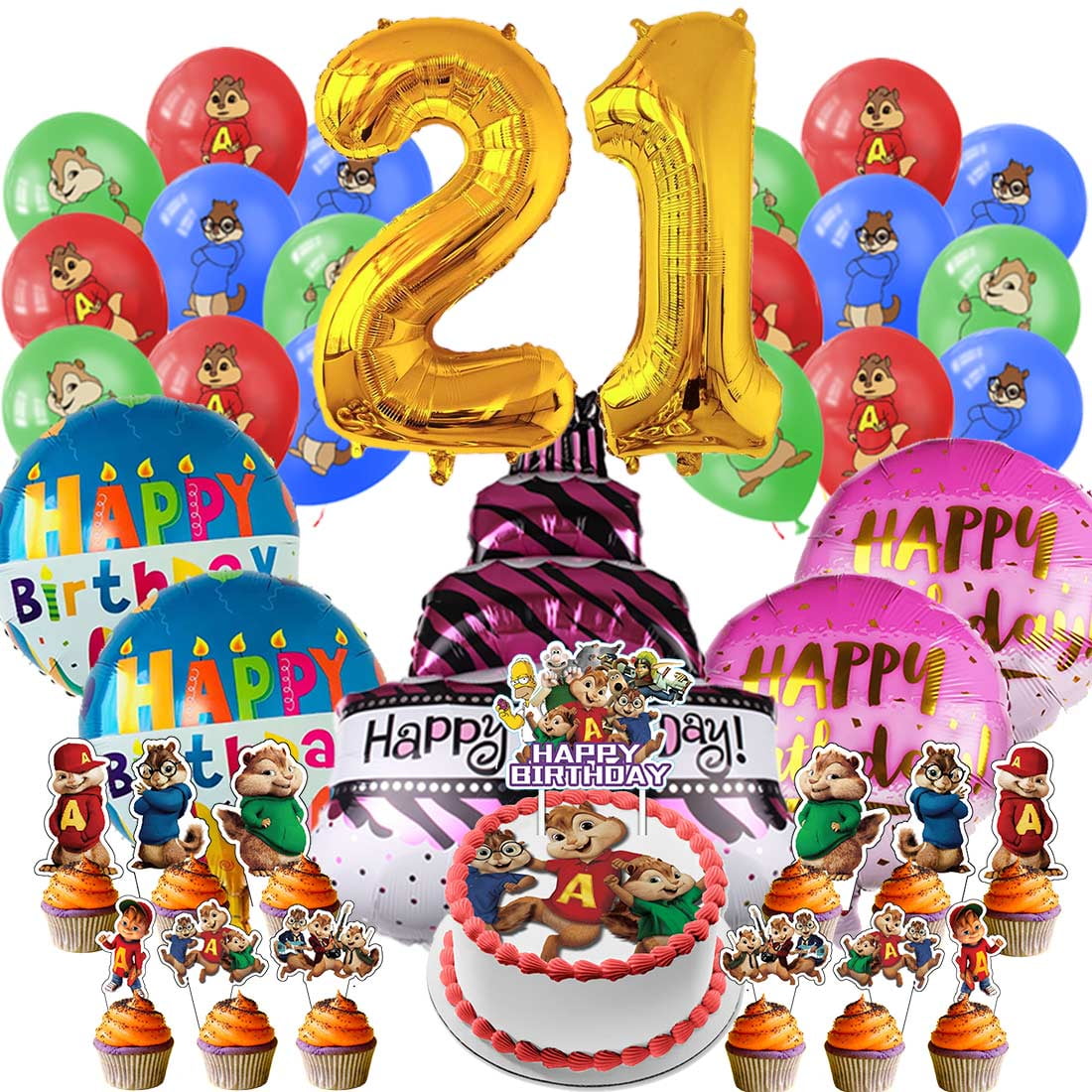 Alvin and The Chipmunks Party Supplies 21th Decor Kit Balloons Birthday ...