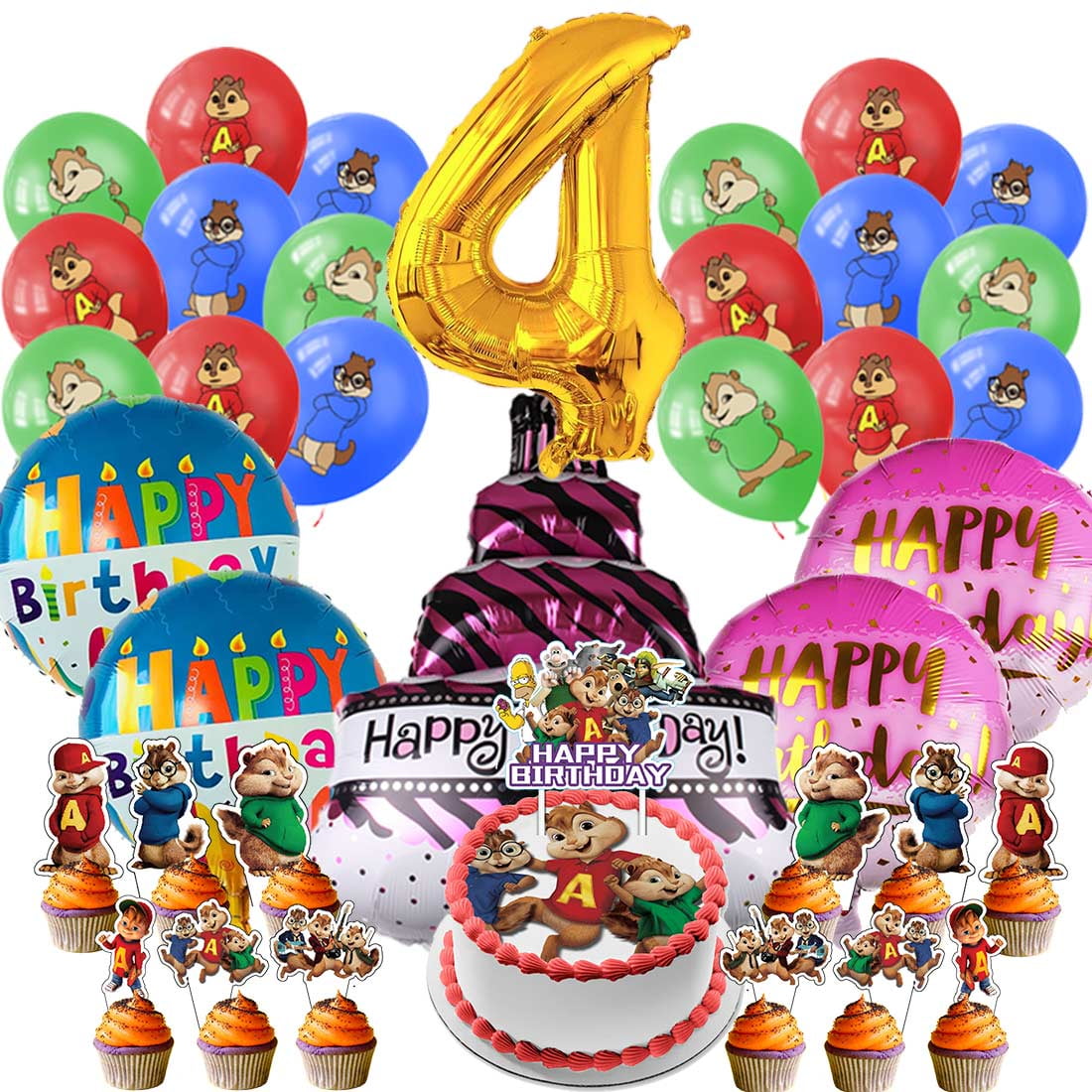 Alvin and The Chipmunks Party Supplies 4th Decor Kit Balloons Birthday ...
