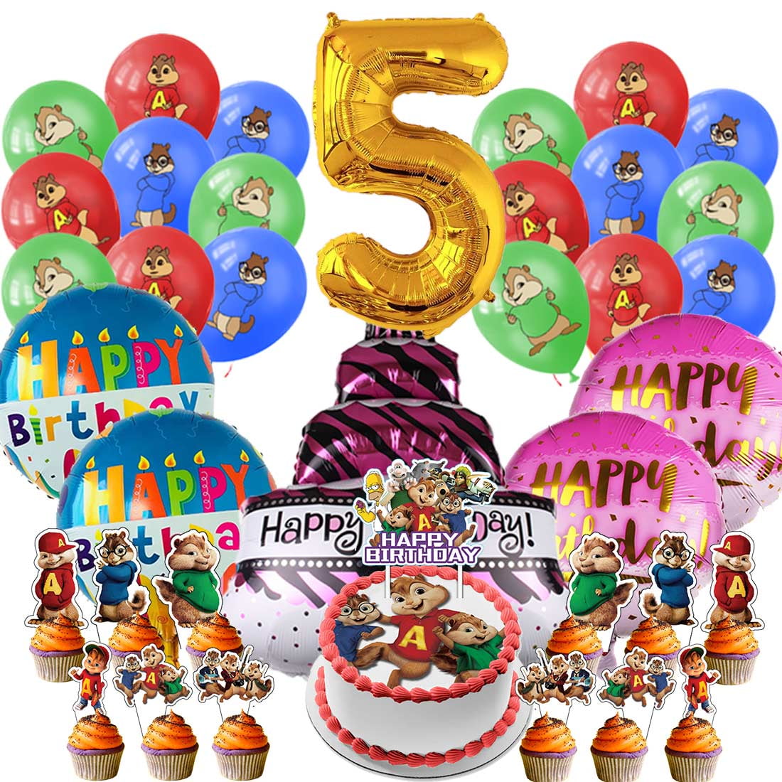 Alvin and The Chipmunks Party Supplies 5th Decor Kit Balloons Birthday ...