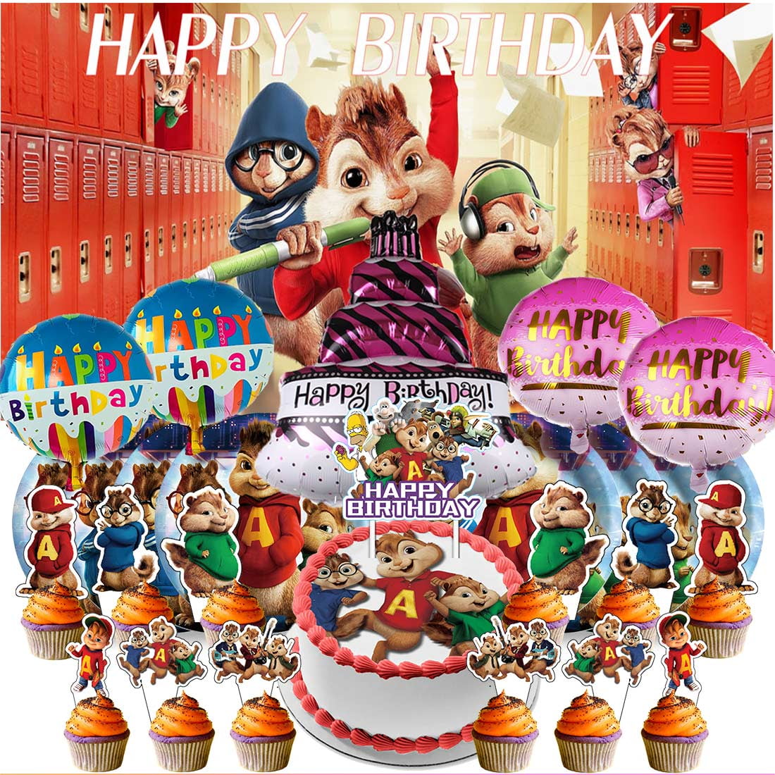 Alvin and The Chipmunks Supplies Plates Decoration Backdrop Banner ...