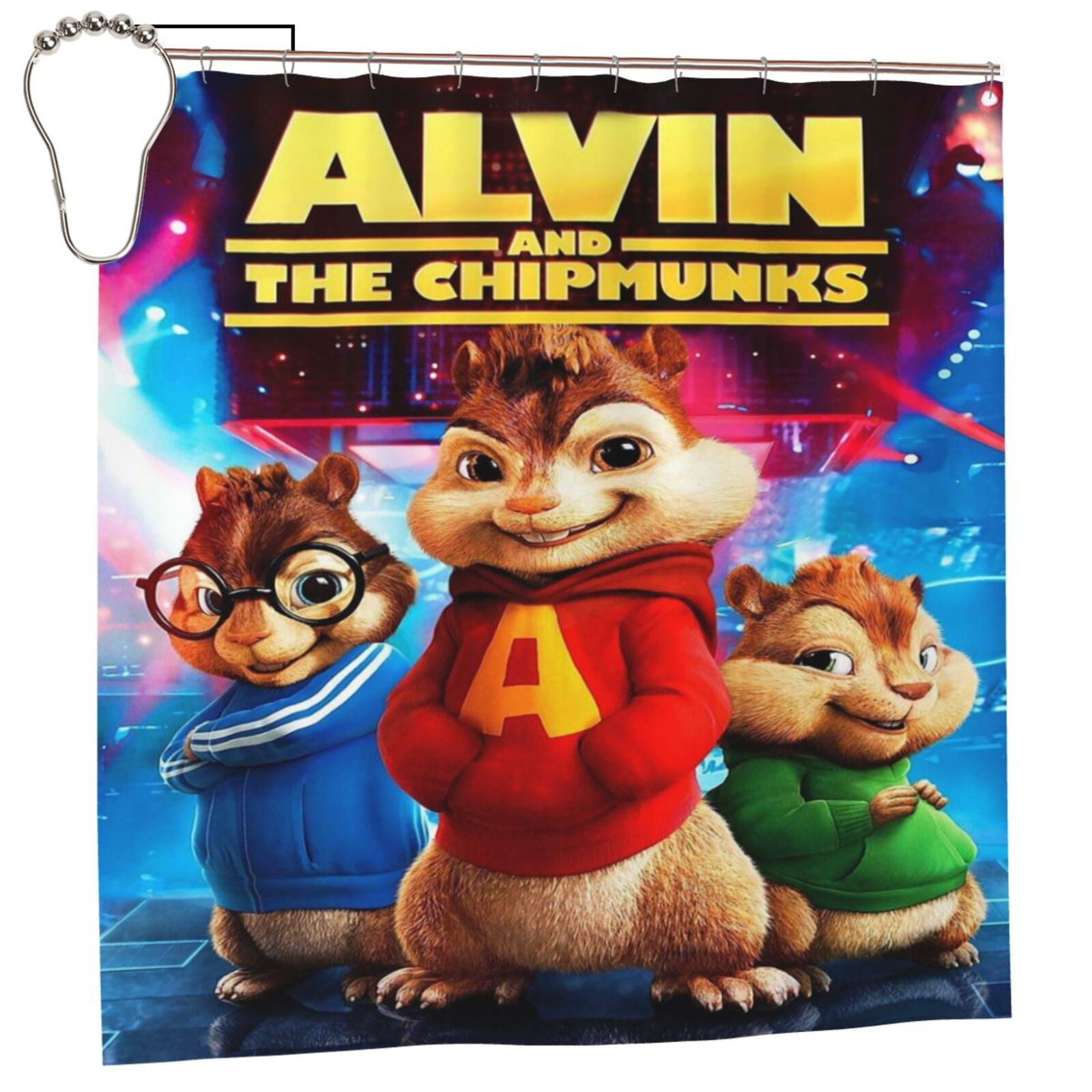 Alvin the Chipmunks Shower Curtain Waterproof Fabric Bath Liner Modern ...